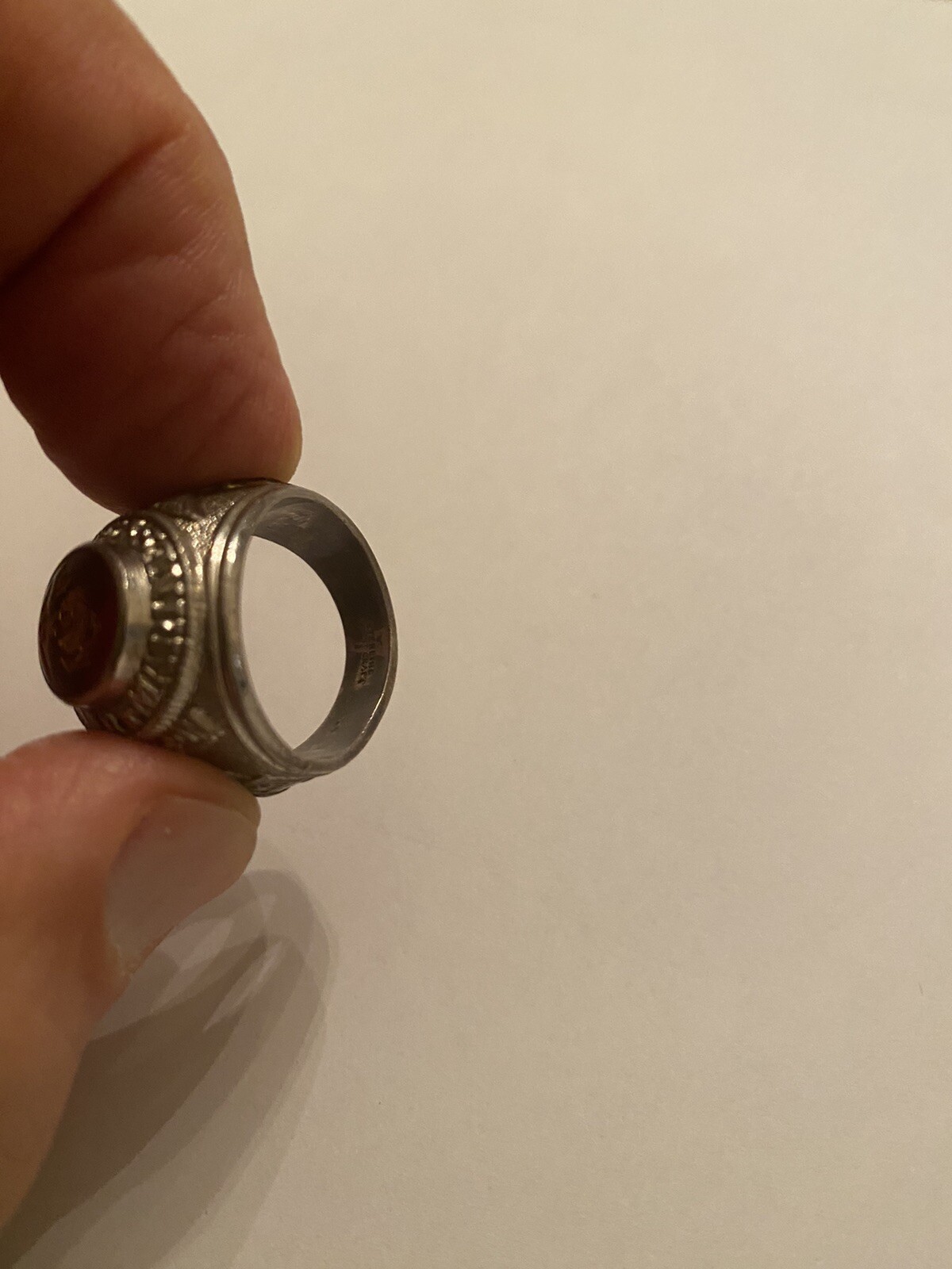 Sterling Crest Craft USMC Marine Corps Ring Red Stone Engraved EGA 8 1/ ...