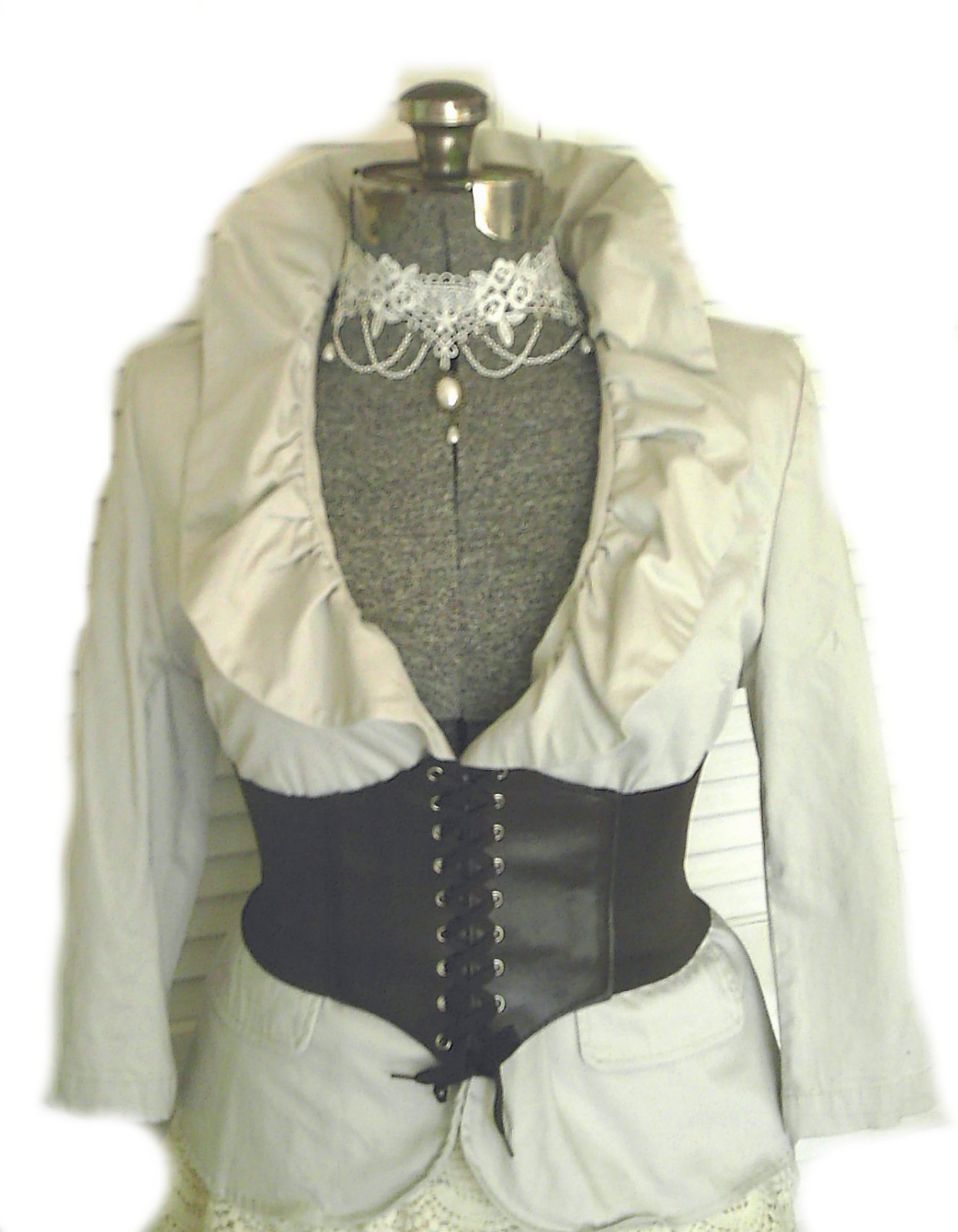 BROWN RENAISSANCE STEAMPUNK COSTUME UNDERBUST CORSET PIRATE WENCH WAIST ...