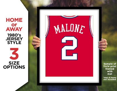 MOSES MALONE Jersey Photo Art PHILADELPHIA 76ers Basketball 8x10 11x14 ...
