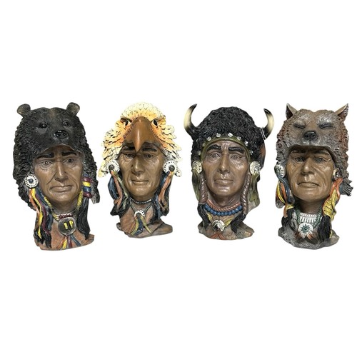 VTG Native American Indian Figurine Resin Chief War Bonnets Eagle Bear ...