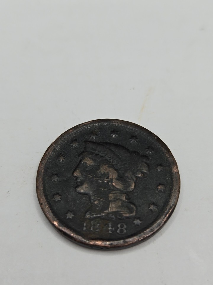 1848 US Liberty Braided Hair Large One Cent Coin. | eBay