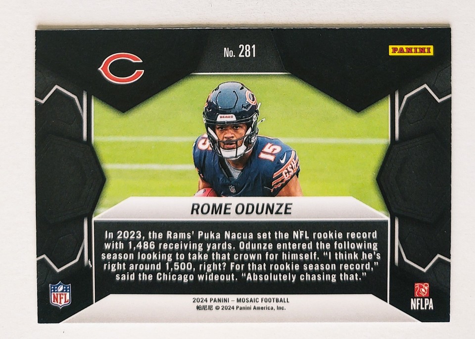 ROME ODUNZE 2024 Panini Mosaic NFL Debut Rookie #281 Chicago Bears | eBay