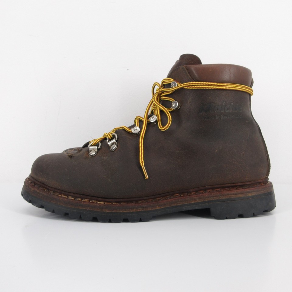Vintage RAICHLE Hiking Boots Mens 8 M Brown Heavy Swiss Leather ...