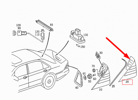 NEW MERCEDES-BENZ S-CLASS W220 REAR RIGHT TAILLIGHT A2208200266 OEM | eBay