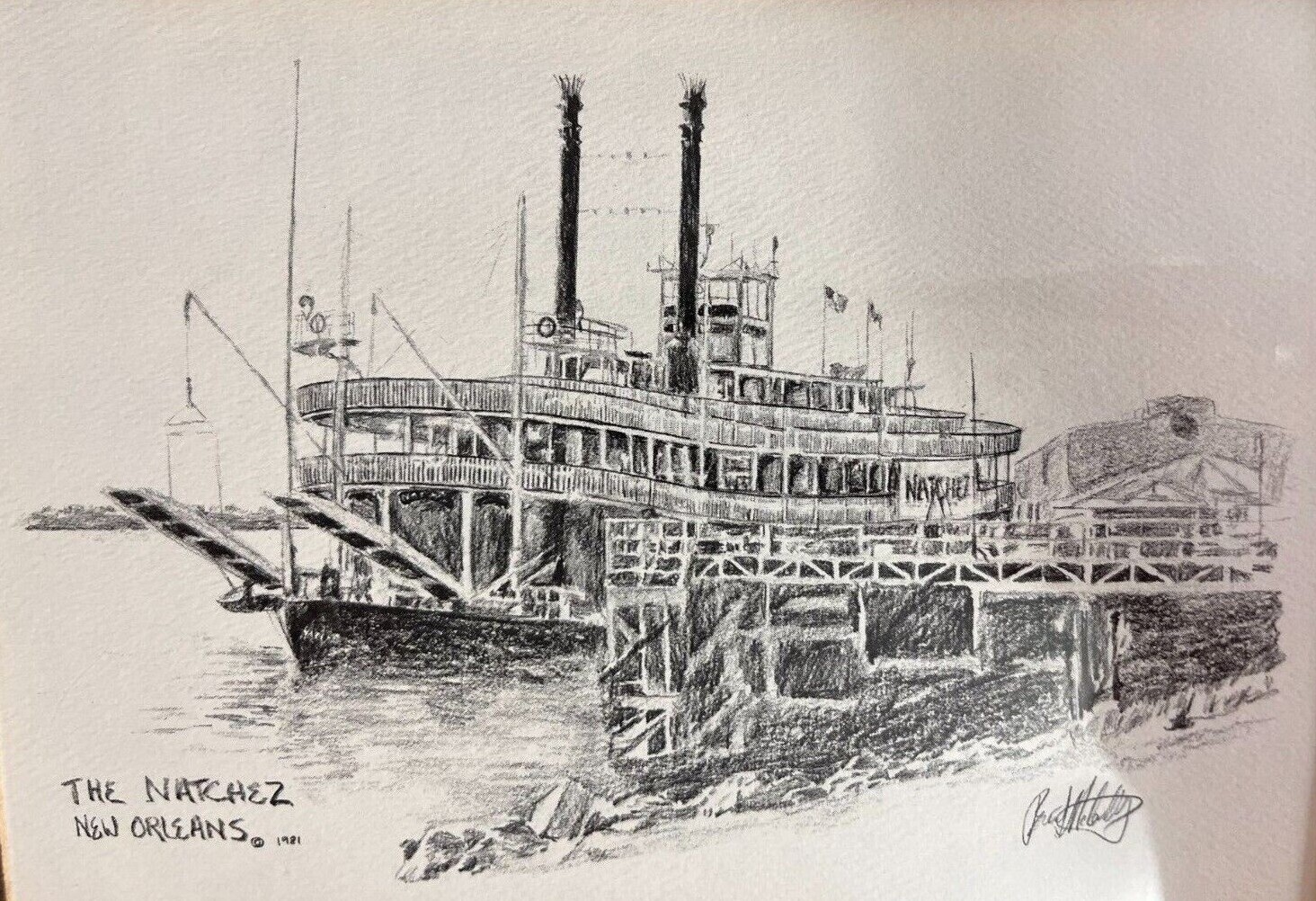 The Natchez Steamboat New Orleans Brent McCarthy Print of Pencil ...