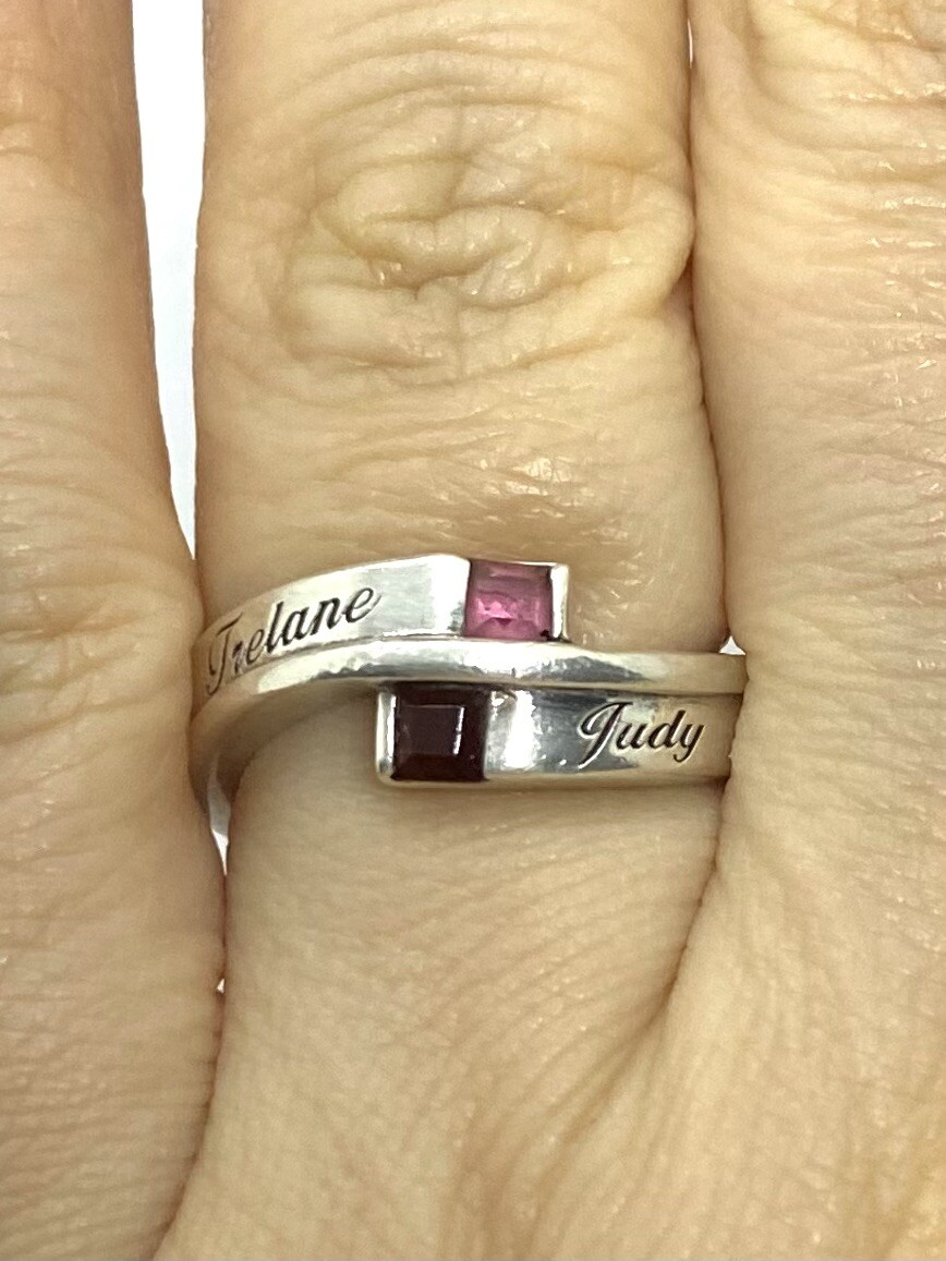 Vintage Hallmarked Sterling Ruby Personalized Couples… - Gem