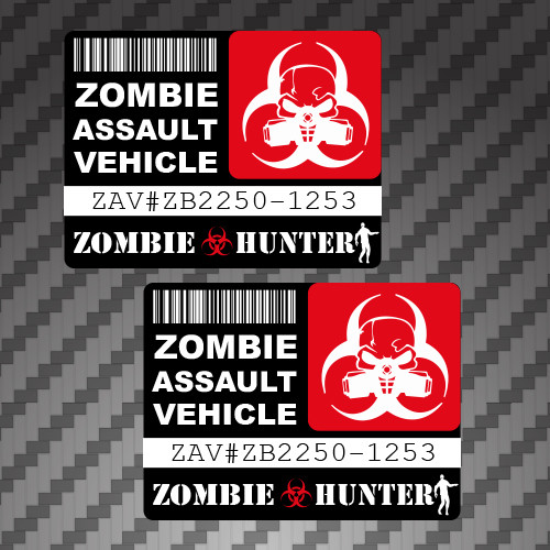 2x Zombie Assault Vehicle License Stickers Decal Vinyl graphic ...