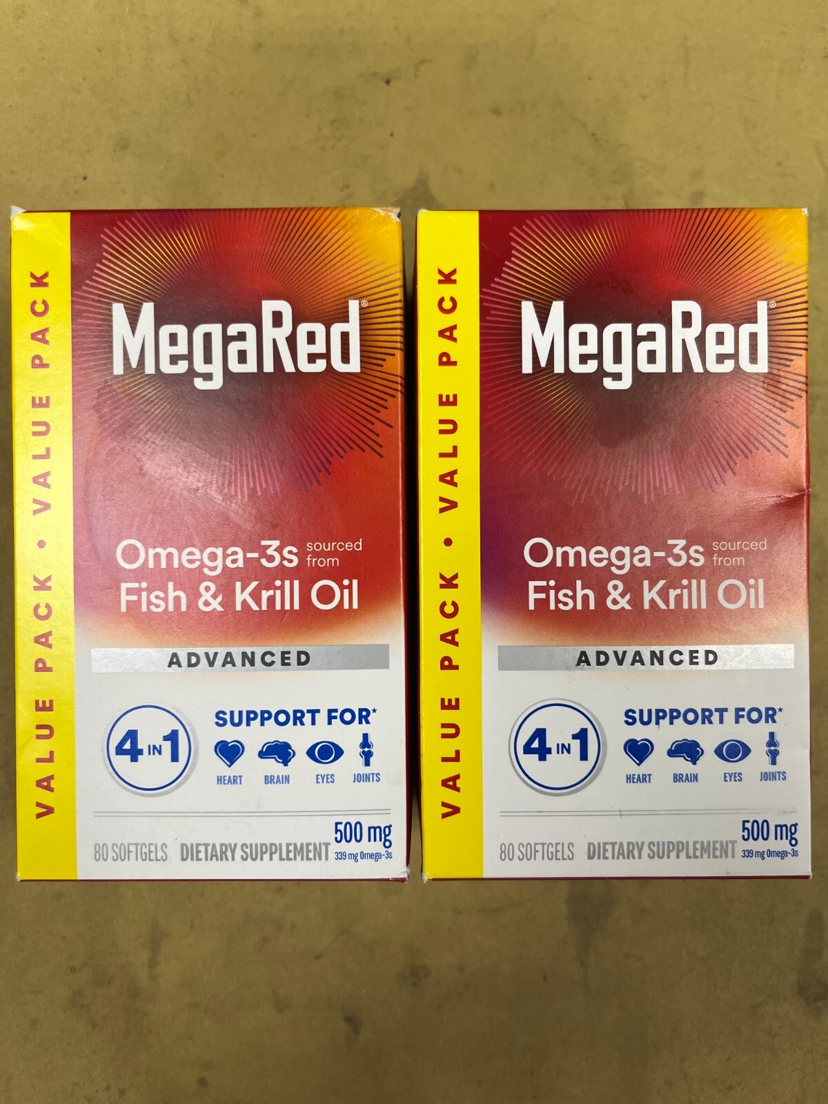 2 New MegaRed Omega-3s Fish & Krill Oil Advanced 4 in 1 500mg - 80 ...