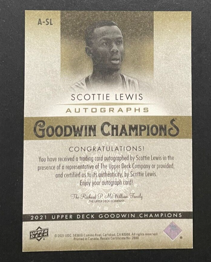 2021 Upper Deck Goodwin Champions - Scottie Lewis #A-SL Charlotte ...