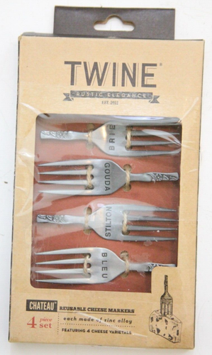 New Twine Rustic Elegance Silver Zinc Alloy Reusable Cheese Markers Set ...