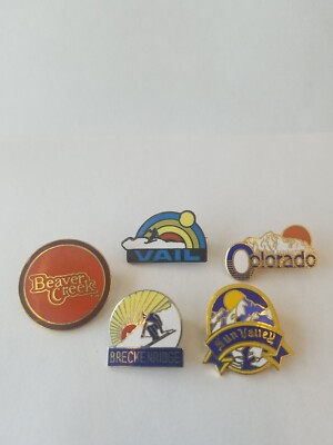 Vintage Colorado Ski resort lapel pins Breckenridge Sun Valley Vail ...