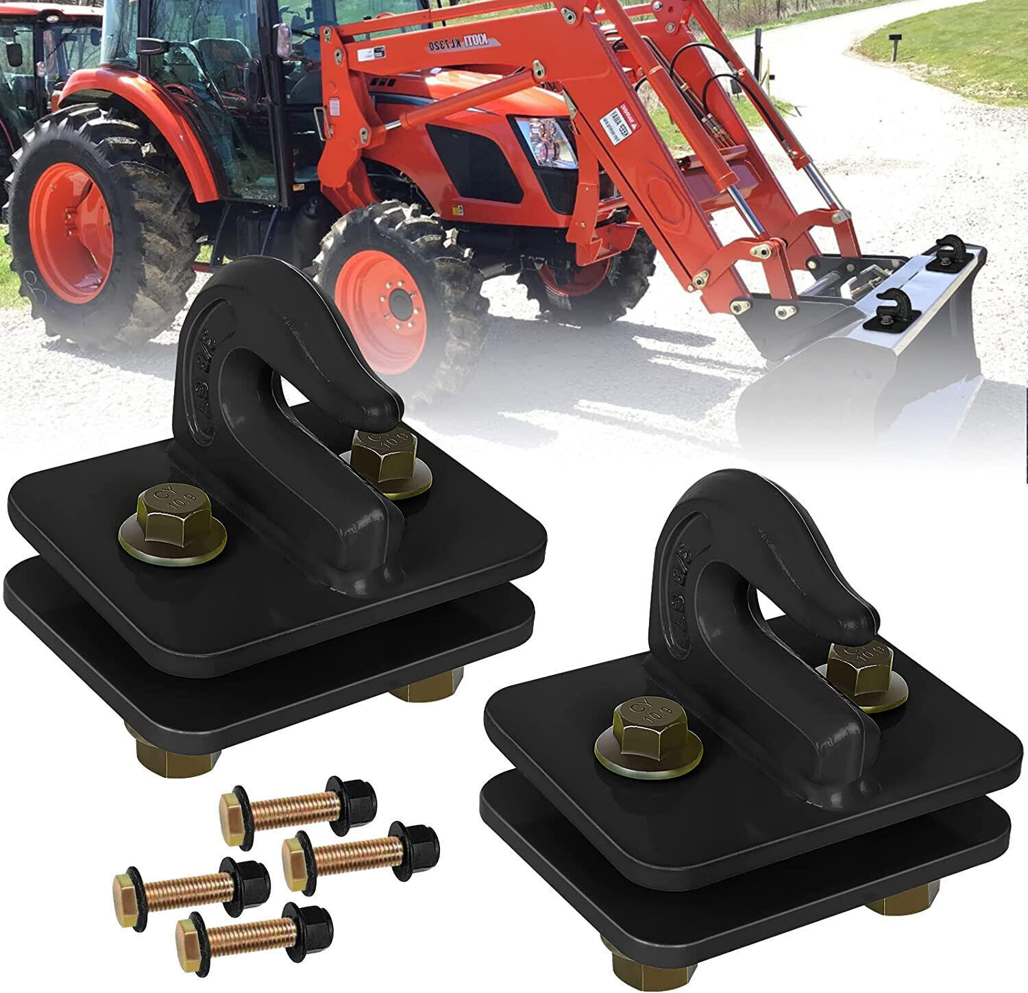 2pc 3/8" Bolt On Grab Chain Hooks For Skid Steer Loader Tractor Bucket ...