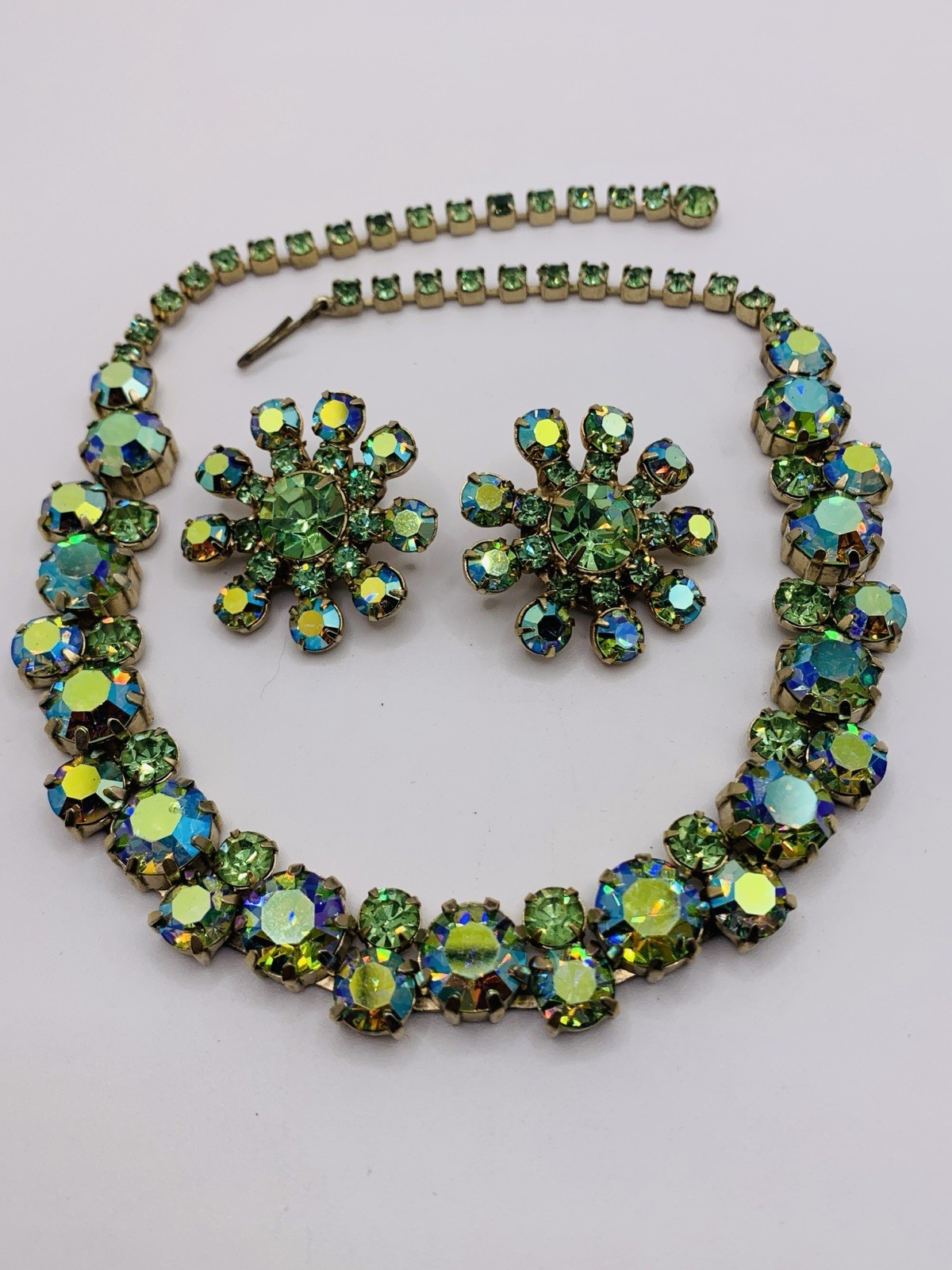 Vintage Green Watermelon Peacock AB Rivoli Rhinestone… - Gem