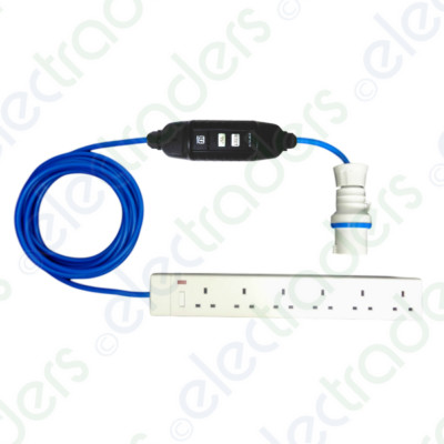 5m Blue Caravan Hook Up / Extension lead 1.5mm 16A Plug, RCD & 6G ...