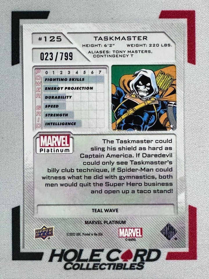 TASKMASTER 2023 UD Upper Deck Marvel Platinum #125 Teal Wave Refractor 23/799 | eBay