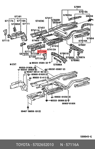 Original Flat, Front Side Member, Outer Left, 5702652010 for Toyota ...