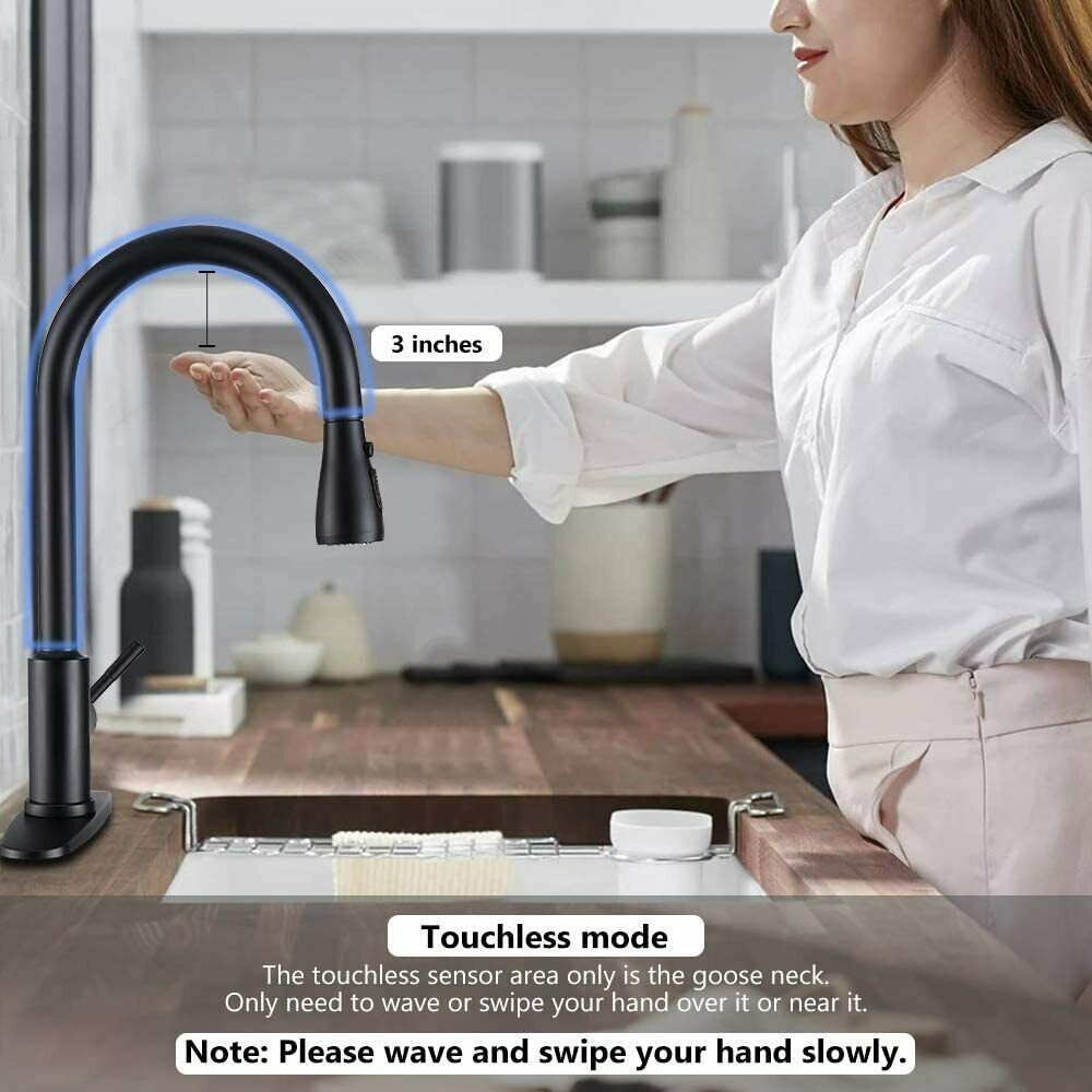 Matte Black Automatic Touch Sensor Swivel Kitchen Faucet with Pull down Sprayer | eBay