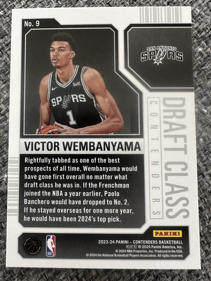 2023-24 Panini Contenders Victor Wembanyama Draft Class Spurs ROOKIE ...