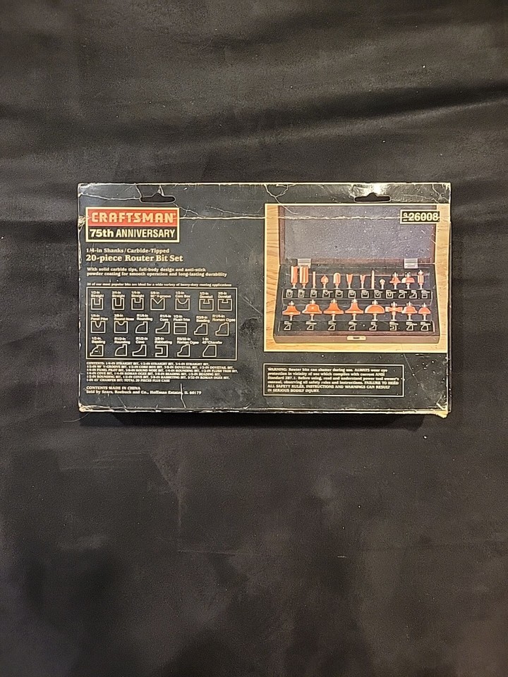 Vtg Craftsman 75th anniversary 20pc Router Bit Set 1/4in Shank Carbide ...