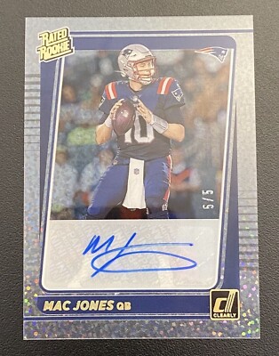 Mac Jones 2021 Clearly Donruss /5 Holo Gold Auto #5/5 Autograph Rookie ...