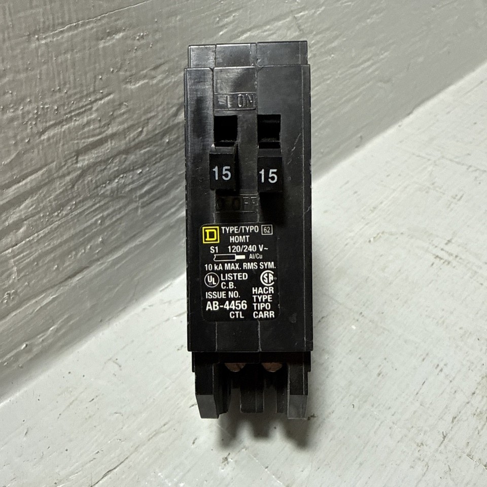 NEW SQUARE D HOMT1515 1P 15 AMP Tandem Duplex Circuit Breaker 15A 120 ...
