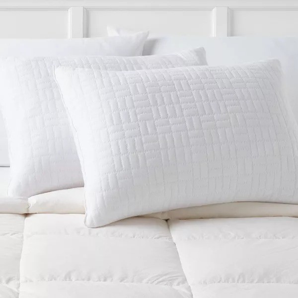 Room Essentials Standard/Queen Medium 2pk Plush Knit Bed Pillows- White ...