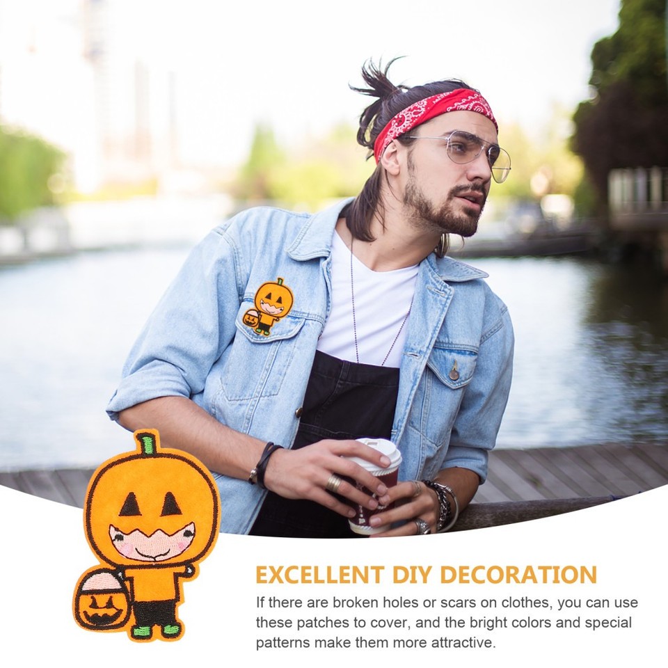 Halloween Crafts Stickers Pumpkin Embroidery Fabric Jacket Patches ...
