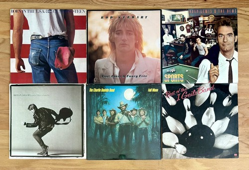 6 Classic Rock LP’s, used, Huey Lewis, Bruce Springsteen, J. Geils, Rod ...