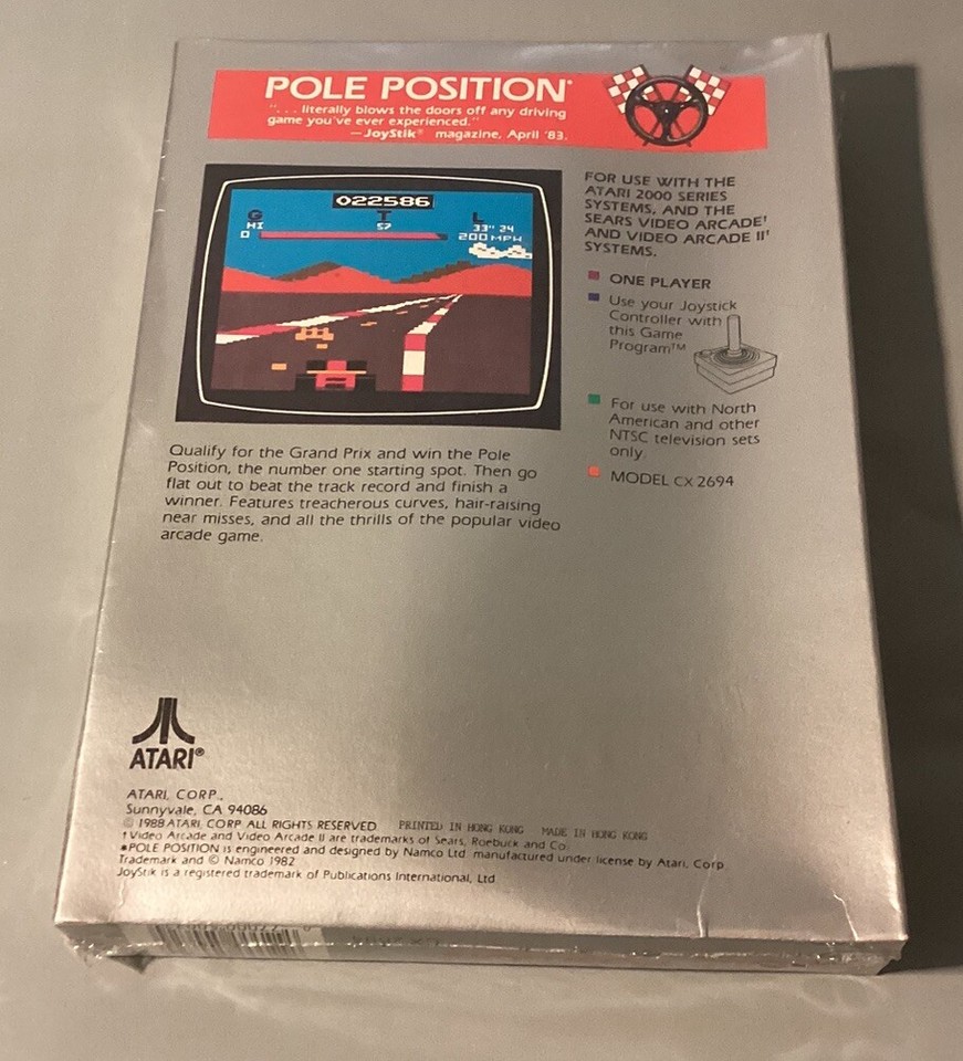 Pole Position Atari 2600 Game 1988 Brand New Factory Sealed Silver/Red ...