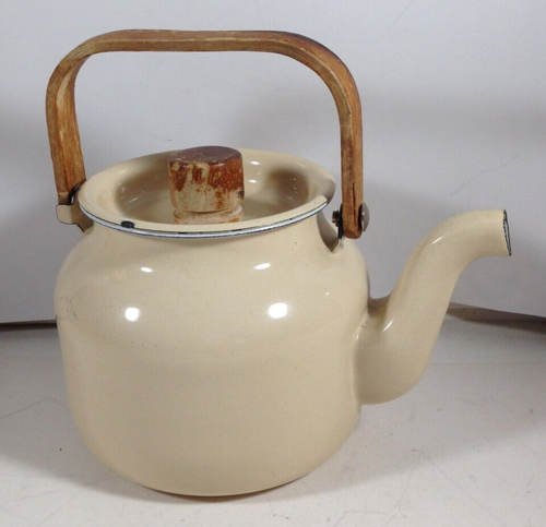 Vintage Enamelware Cream Color Teapot Kettle Miniature | eBay