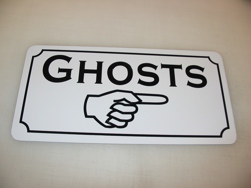 GHOSTS w/ Right ARROW Vintage Metal Sign 4 Macabre Goth Halloween ...