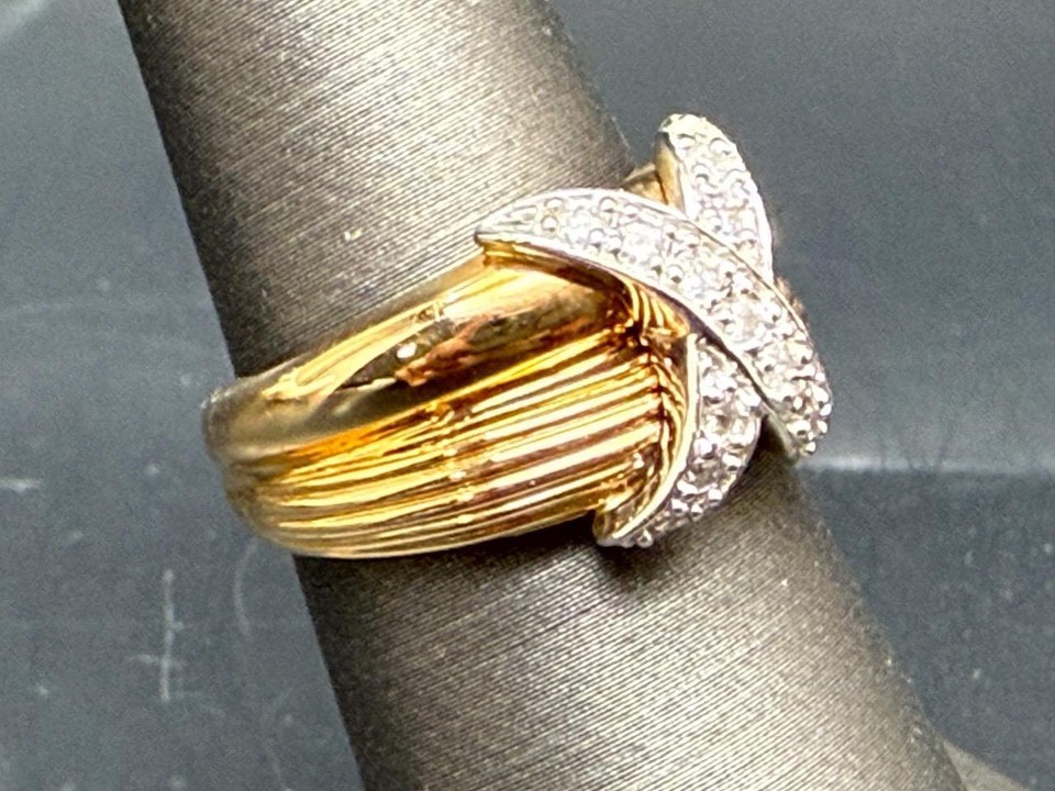 Fine Ladies 14kt Gold X Style Diamonds Ring. | eBay