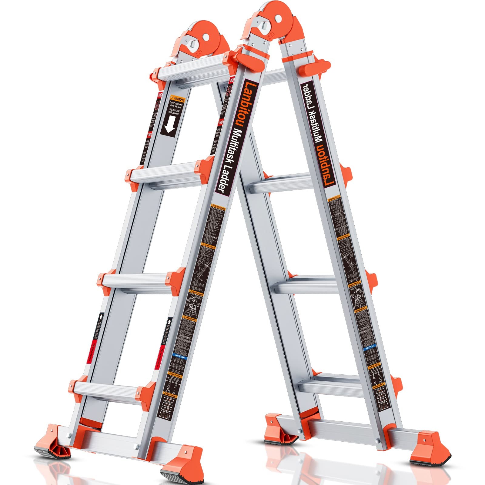 Ladder A Frame 4 Step Ladder Extension 14 FT Anti-Slip Multi Position ...