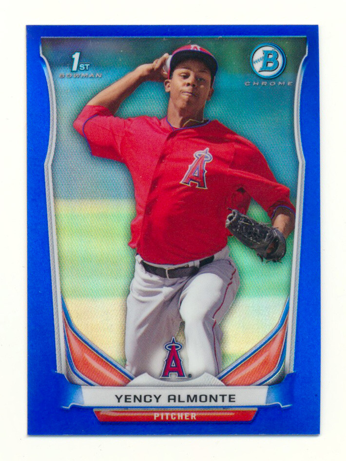 2014 BOWMAN CHROME MINI YENCY ALMONTE RC BLUE REFRACTOR ROCKIES ROOKIE ...