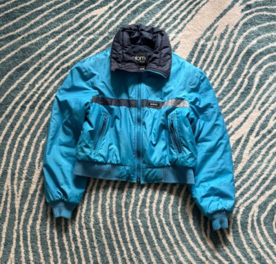 Vintage 80s Slalom Made in USA Blue Navy Cropped Boxy Ski Jacket ...