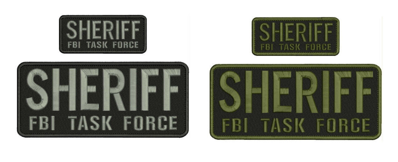 SHERIFF F B I TASK FORCE EMBROIDERY PATCH 10X4 AND 5X2 HOOK ON BACK BLK/GRAY | eBay