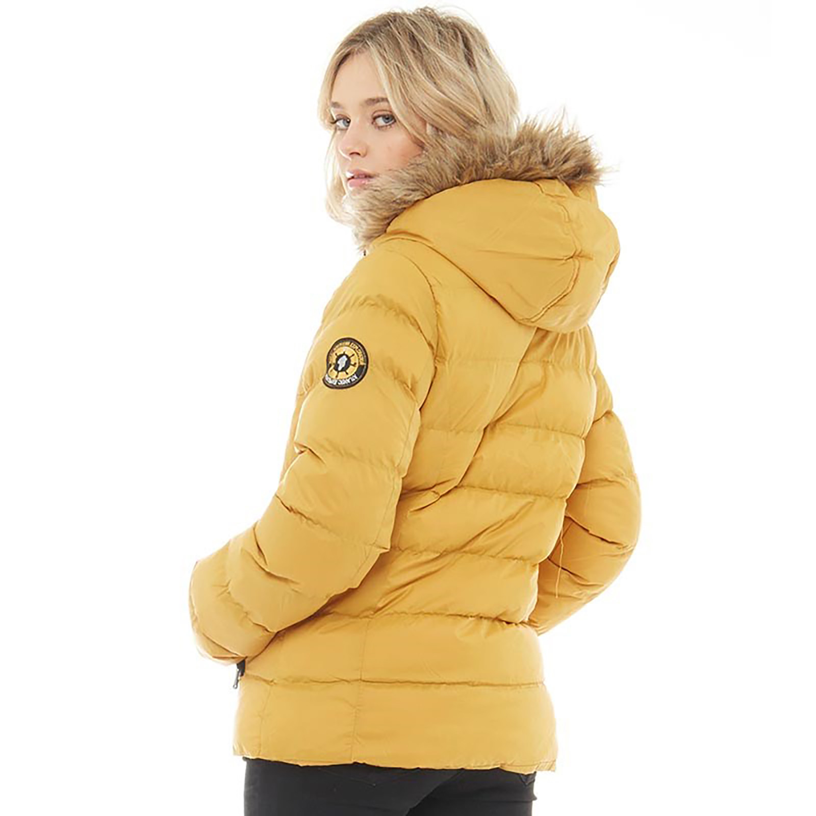 LADIES PUFFER JACKET WOMENS PADDED PUFFA FUR HOODED QUILTED BUBBLE ...