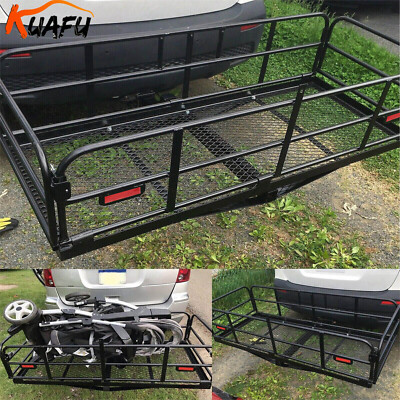 500lb Folding Trailer Hitch Mount Cargo Carrier Basket Rear Luggage ...