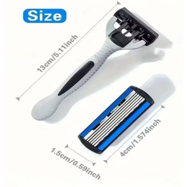 Men's manual razor safety razor 6-layer stainless steel 1Handle and ...
