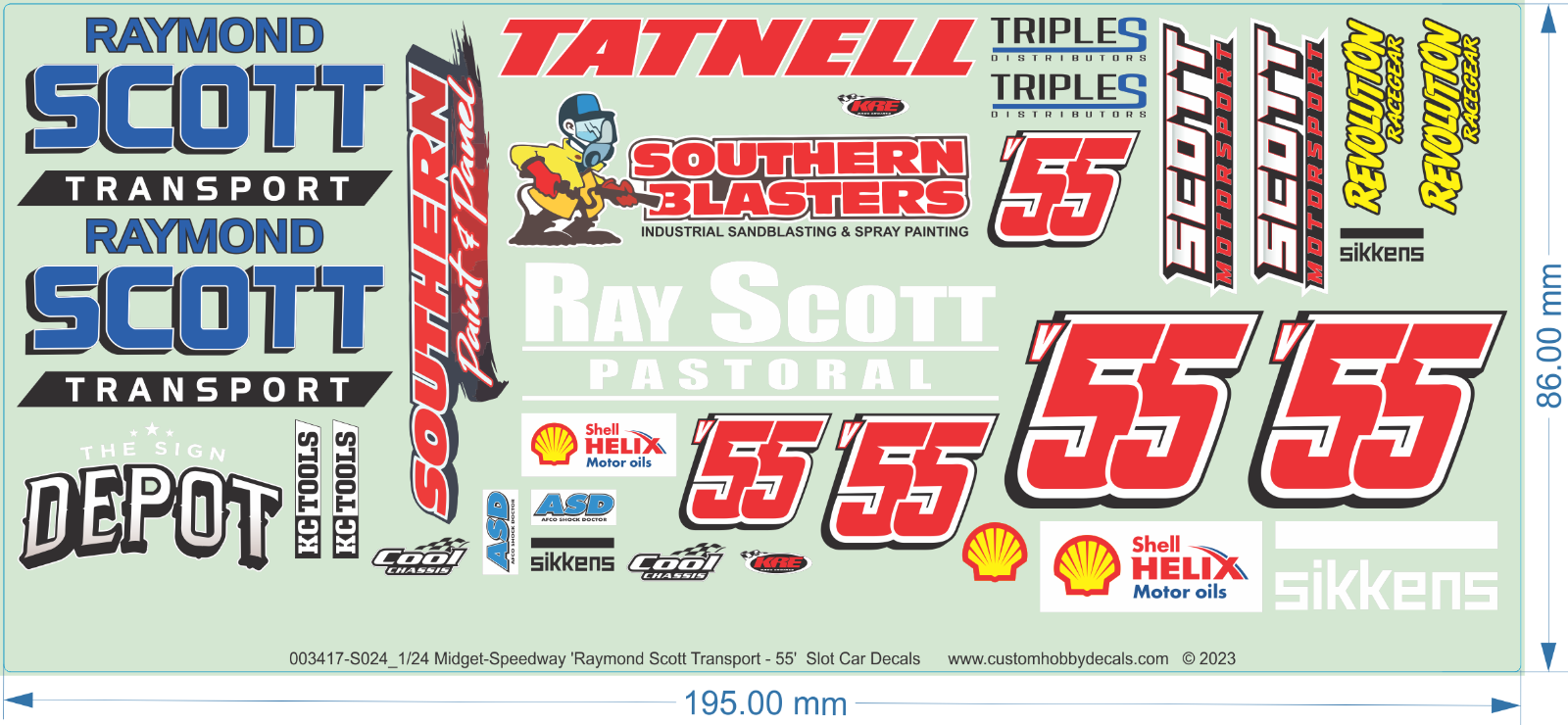 'Raymond Scott Transport - 55' Midget-Speedway Slot Car-1/18 1/24 1/32 ...