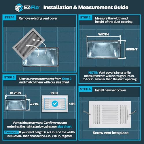 EZ-FLO 10 x 6 Inch (Duct Opening) Air Vent Cover for Assorted Sizes ...