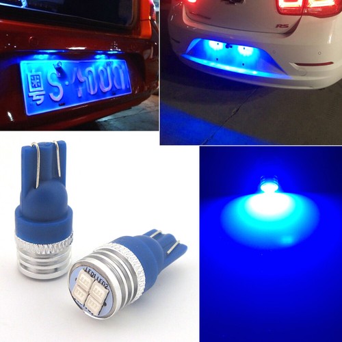 2x Ultra Blue 168 2825 LED License Plate Light Bulbs T10 194 2821 W5W 4 ...