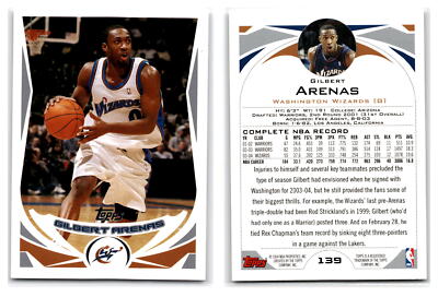 2004-05 Topps #139 Gilbert Arenas - Washington Wizards | eBay