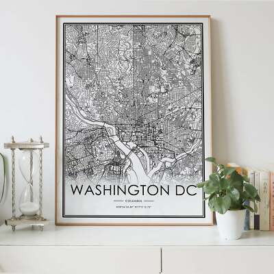 Washington DC Lines Map Wall Art Poster Print. Great Home Decor | eBay ...