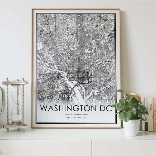 Washington DC Lines Map Wall Art Poster Print. Great Home Decor | eBay ...