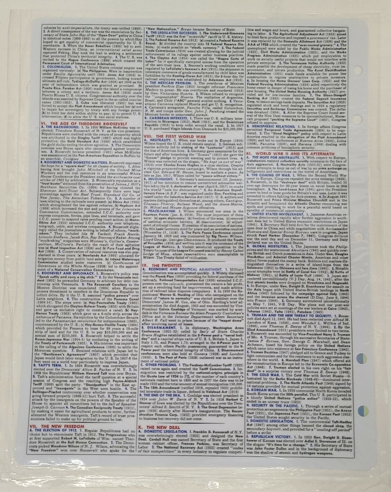 American History 2 Vtg 50s Reference Sheet Quick Chart School 1956 Data ...