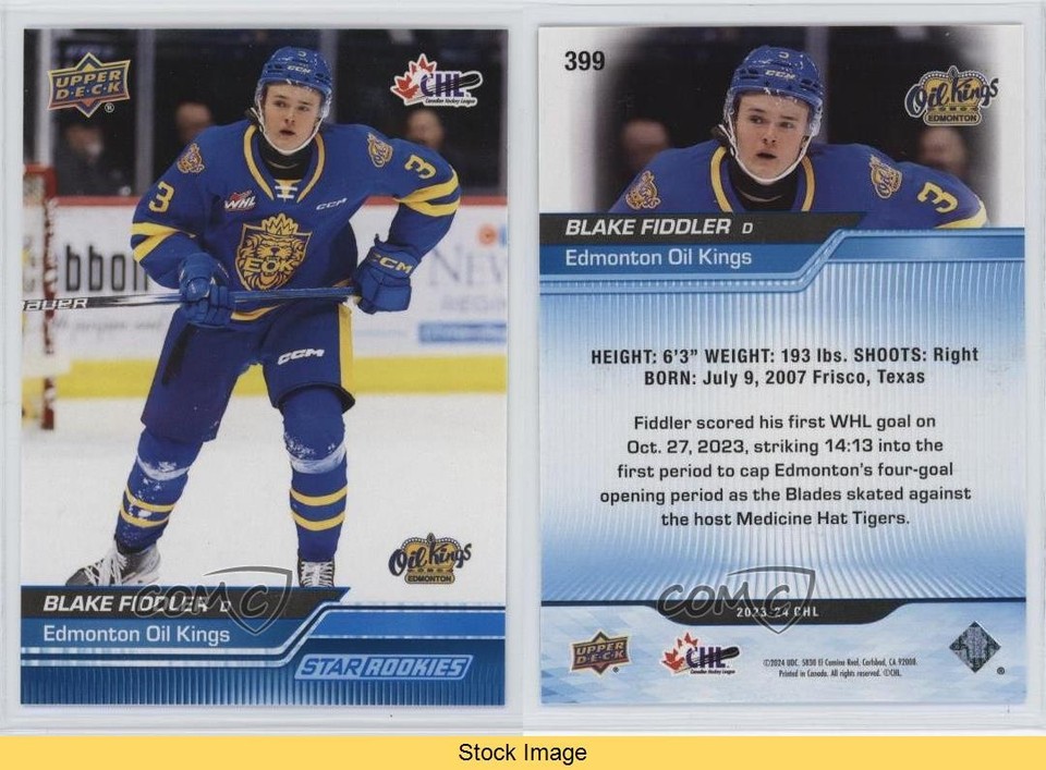 2023-24 Upper Deck CHL Star Rookies Blue Blake Fiddler #399 READ og2 | eBay