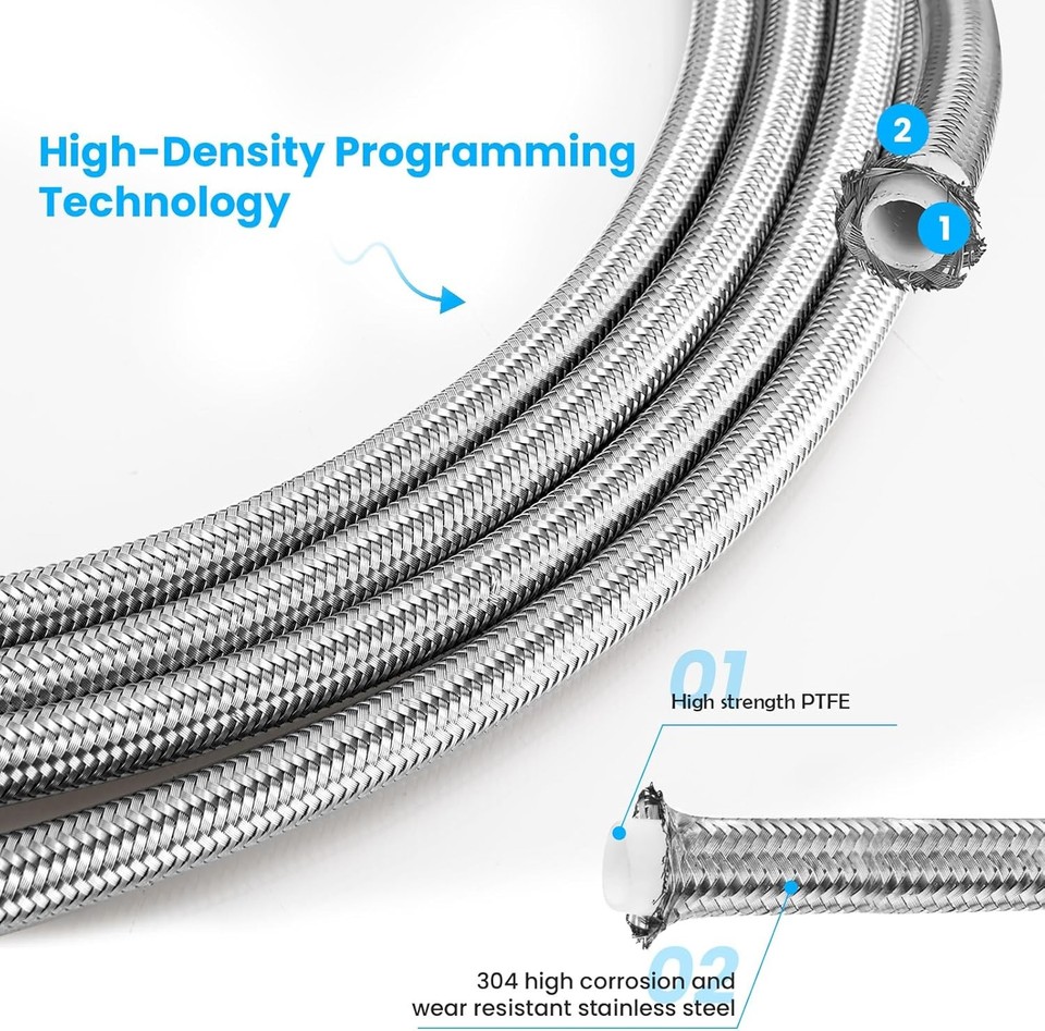 52" Length SS Braided Transmission Cooler Hose Lines Fittings TH350 ...