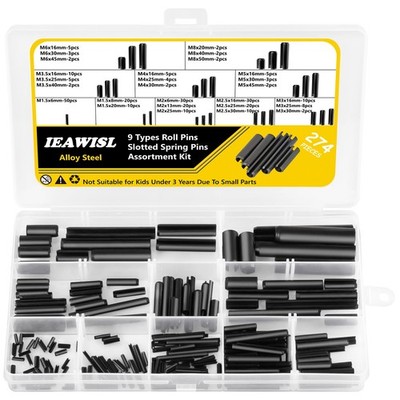 274 Pcs Roll Pin Set, Slotted Metric Roll Pins 65Mn Steel - M1.5 M2 M2 ...