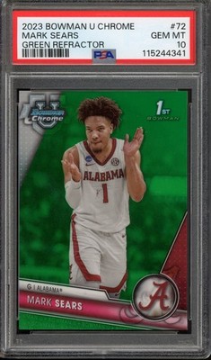 2023-24 Bowman U Chrome MARK SEARS #72 1st True Green /99 Alabama PSA ...